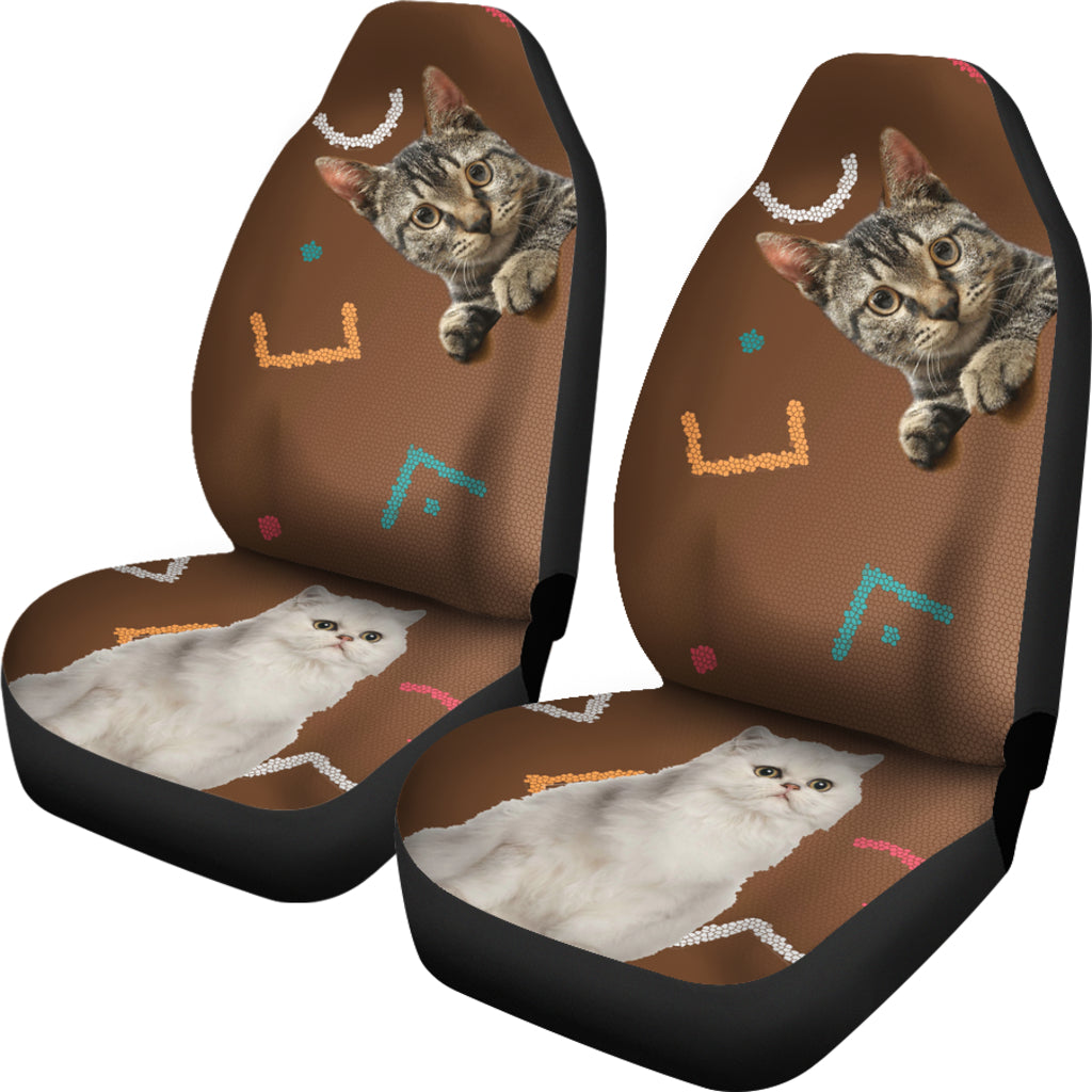 Grey and white cat Car Seat Cover Saddle Up Cowgirl